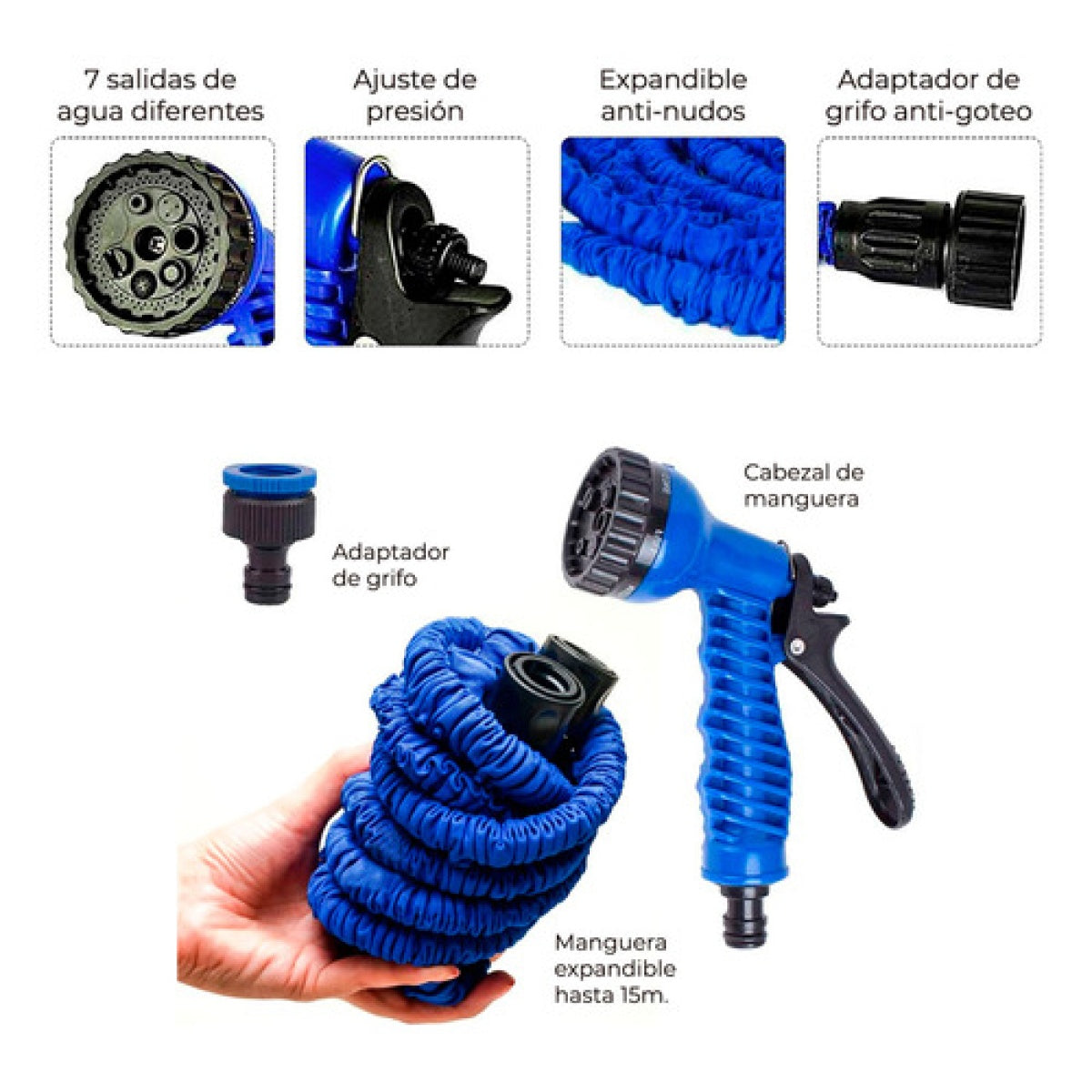 Manguera expandible hasta 22 metros + Pistola de Riego – Ferramenta